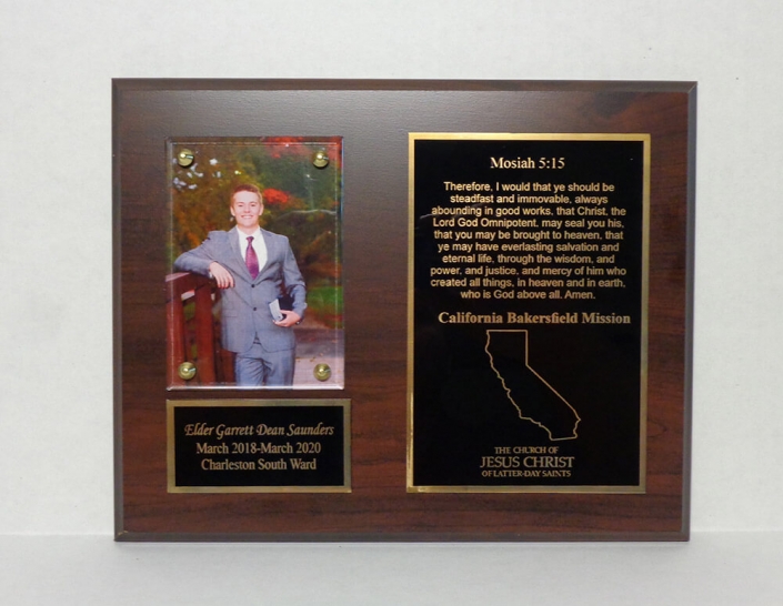 Dark Wood 3-part Missionary Plaque (Style C) – Rustic Falls Engraving